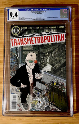 Transmetropolitan 1 1997 CGC 9.4 White Pages 1st Spider Jerusalem Helix DC | eBay