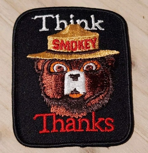 Vintage Smokey The Bear “THINK THANKS” Embroidered Patch New Old Stock ...
