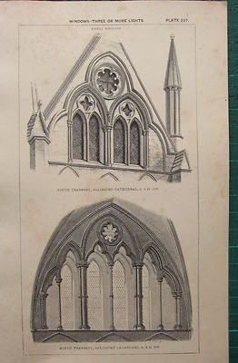 1850 Antique Gothique Architecture Imprimé Windows Début Anglais ...