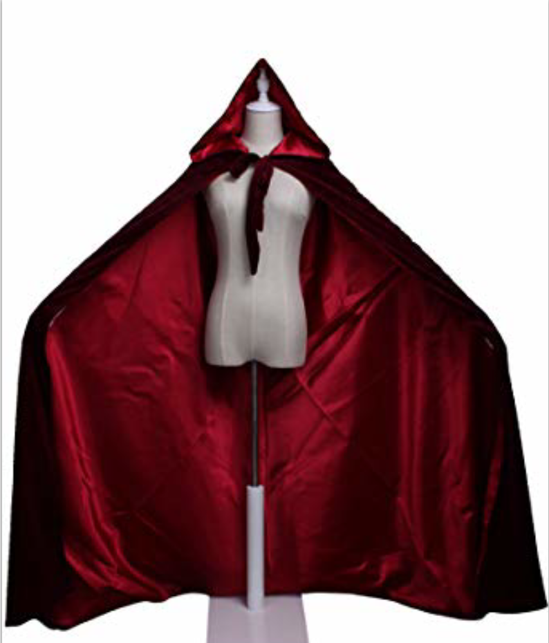 Burgundy Burgund Velvet Hooded Cloaks with Hood Vampire Coats Robe Men ...