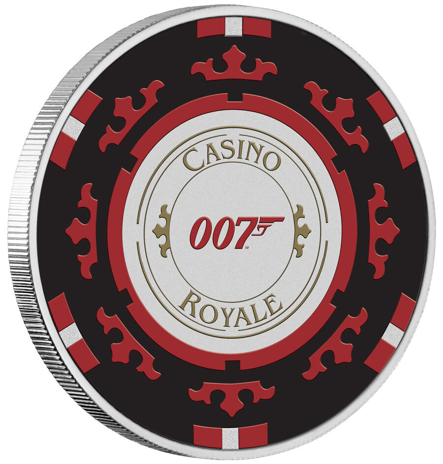 Tuvalu 2023 $1 1-oz Silver James Bond 007 Casino Royal Color Poker Chip ...