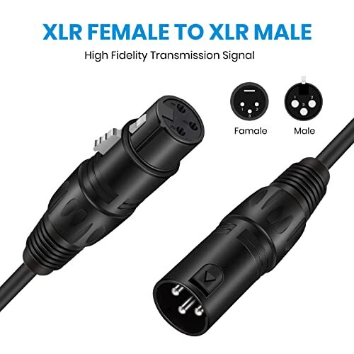 Moukey 25ft XLR 25 Feet Microphone Male to Female Mic Cables Cord Black ...