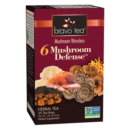 6 Mushroom Defense Herbal Tea, Caffeine Free 20 Tea Bags, 1 Count ...
