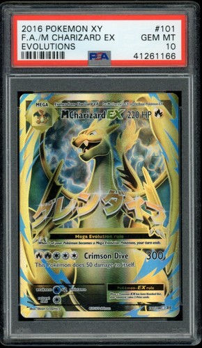 2016 Pokemon XY Full Art Mega M Charizard EX 101/108 Evolutions PSA 10 ...