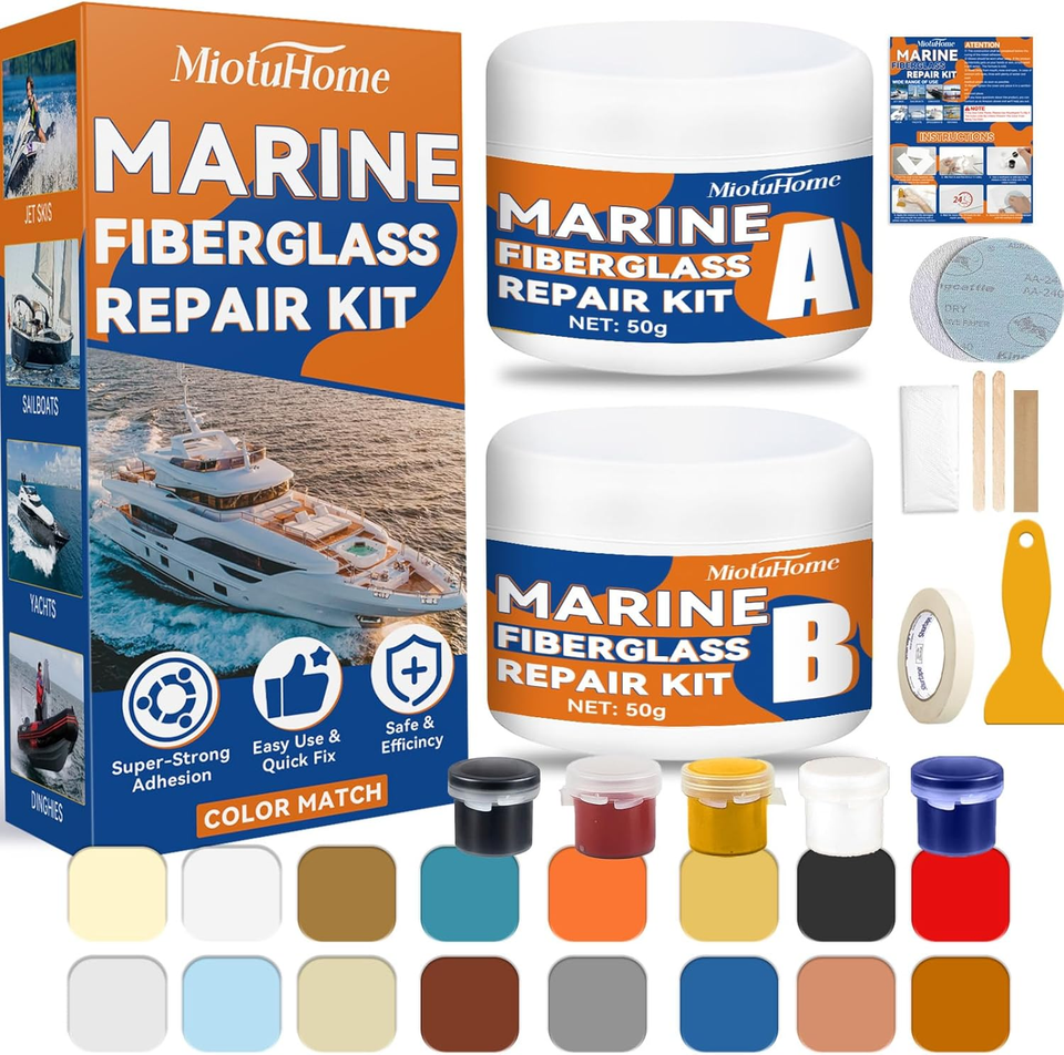 Fiberglass Boat Repair Kit (Color Match), Marine Fiberglass Repair Kit ...