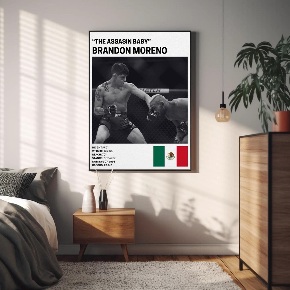 Brandon Moreno Poster, Fighter Wall Art Decor, MMA, Mixed Martial Arts ...