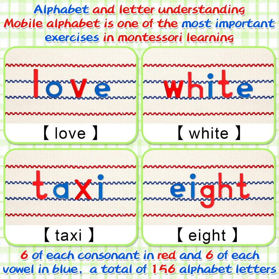 Montessori Letters Movable Wood Alphabet with Box and Large Mat Small ...