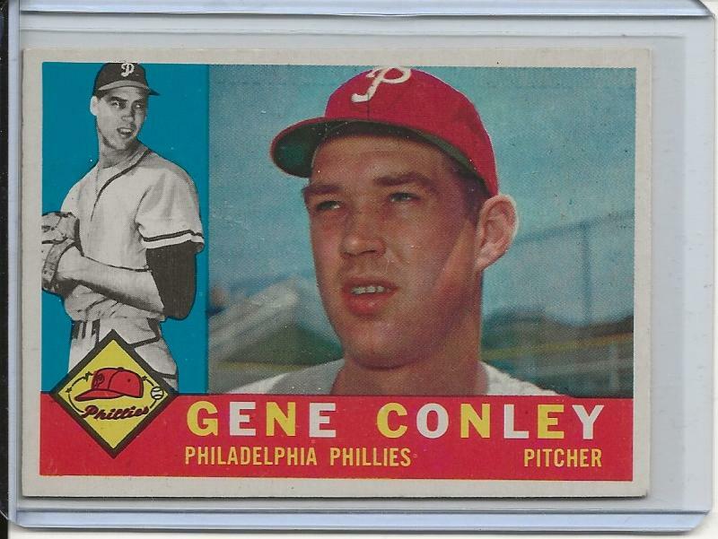 1960 Topps Baseball Card Gene Conley Pitcher Phillies Near Mint # 293 ...