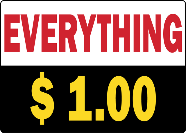EVERYTHING $1.00, STOREFRONT WINDOW RETAIL AD | Adhesive Vinyl Sign ...