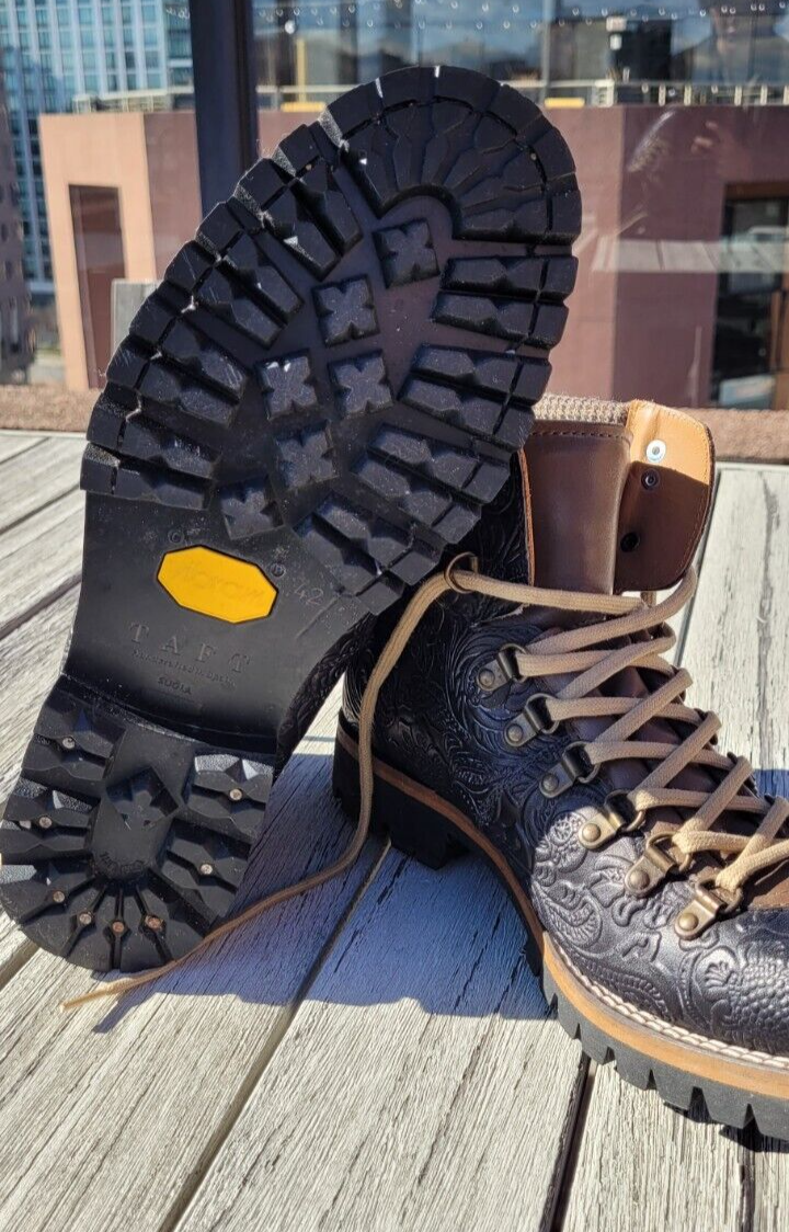 Pre-owned Taft Men's Viking Boots Black Floral Leather - US 9 - Lightly ...