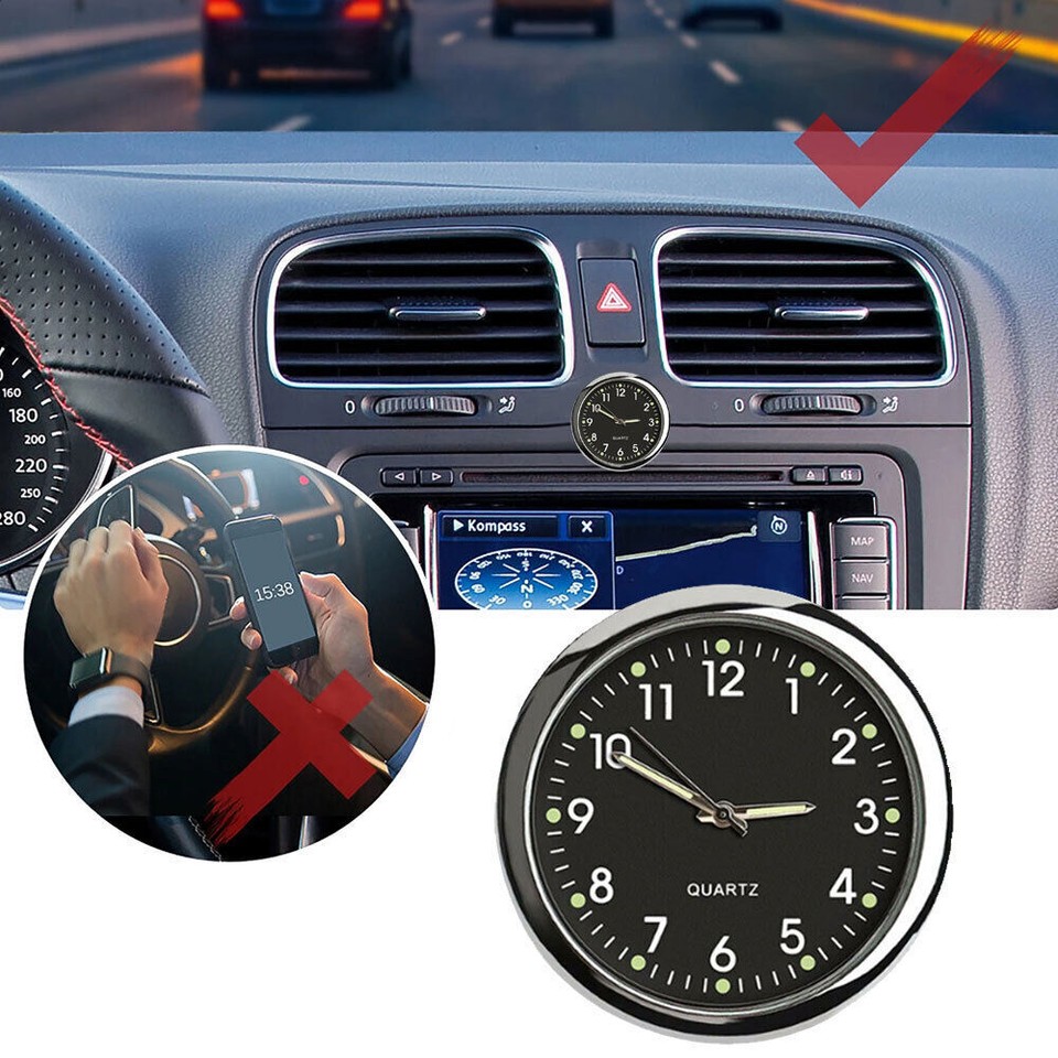Luminous Clock Auto Car Interior Accessories Stick-On Digital Watch ...
