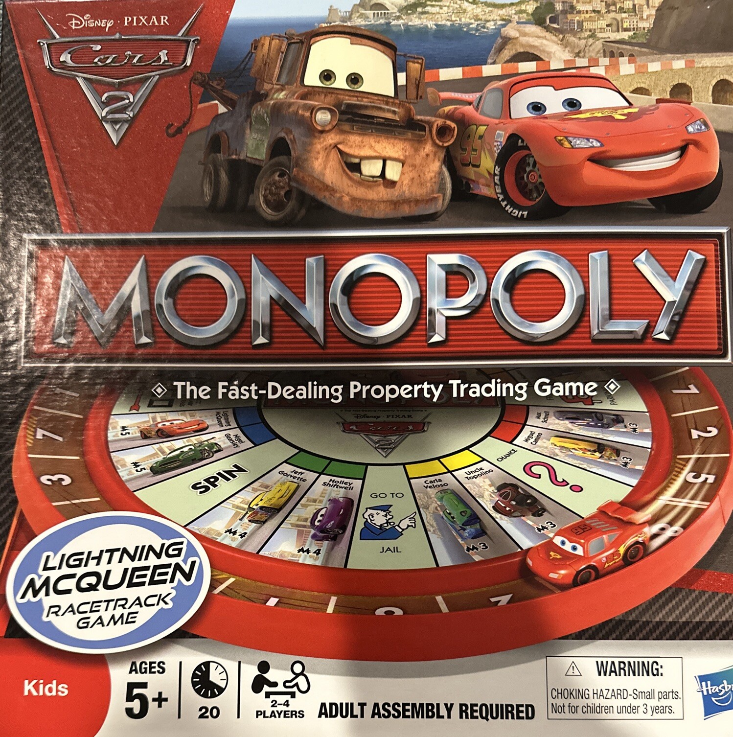 Monopoly Disney Pixar Cars 2 Lightning McQueen Racetrack Game 2011 ...