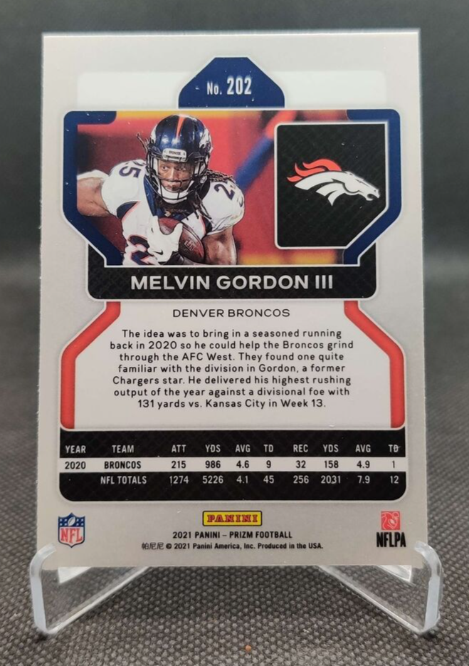 2021 Panini Prizm #202 Melvin Gordon III Denver Broncos football card ...