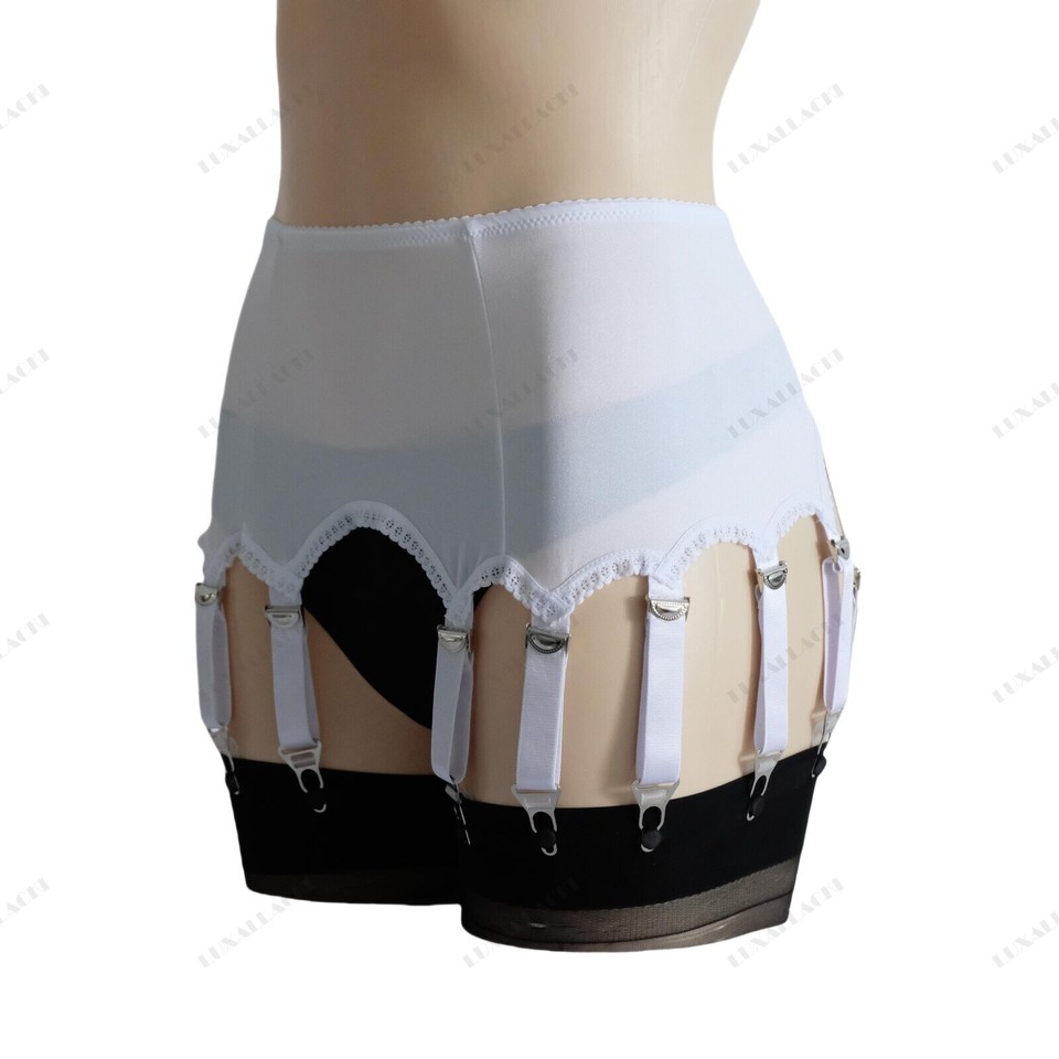Luxallacki Silky Satin Garter 12 Straps Suspender Belt Metal Claws ...
