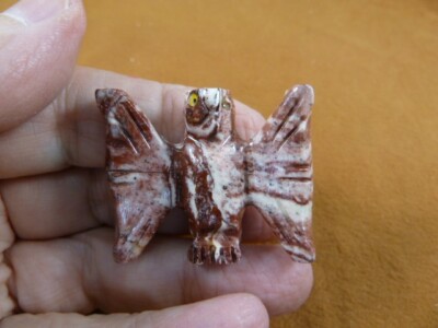 Y-BAT-44) little red white BAT bats flying carving stone gemstone ...