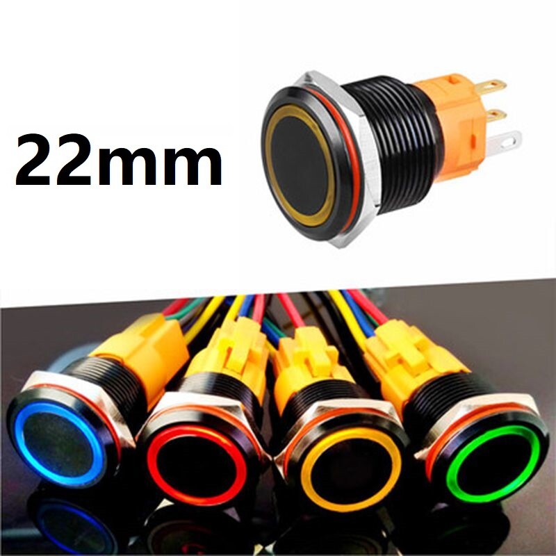 22mm Tri-color LED Momentary Ring illuminated Aluminum Oxide Push ...