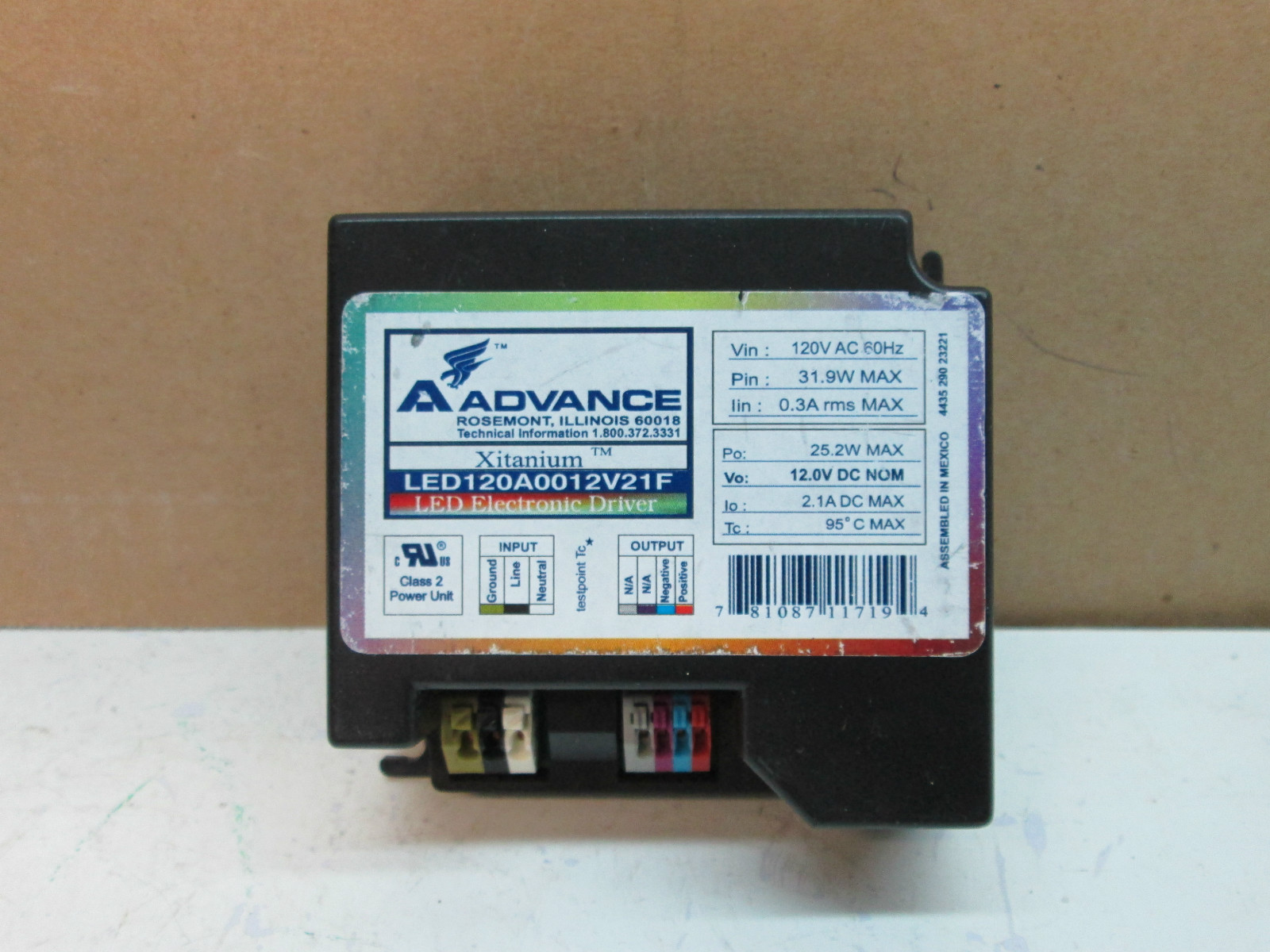 Advance Xitanium LED120A0012V21F Electronic 25W LED Driver 120V Ballast ...