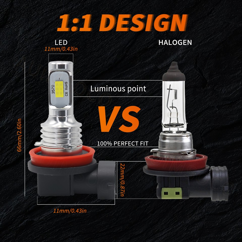 9005 H11 LED Headlight KIT Combo Bulbs 12000K High&Low Beam Super ...