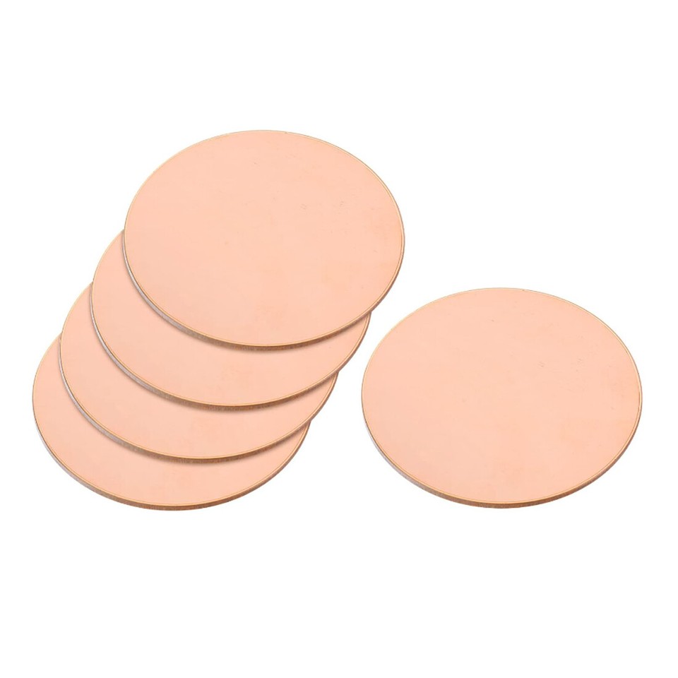 Solid Pure Copper Discs Blanks Round Plate Metal Sheet 10-300mm OD 1mm ...