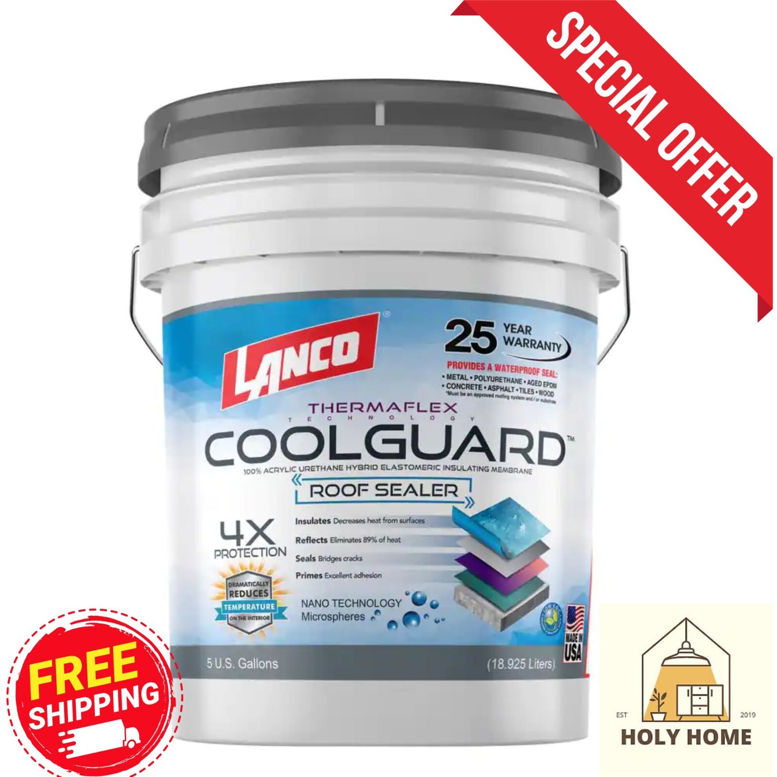 Coolguard Thermaflex 5 Gal. Insulating Elastomeric White Acrylic Roof ...