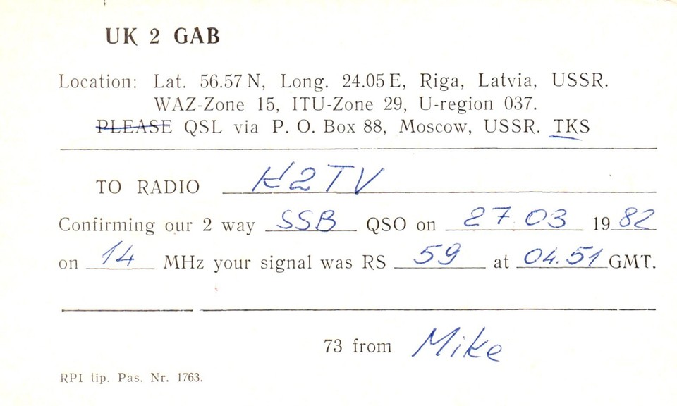 Riga Latvia UK2GAB QSL Radio Postcard | eBay