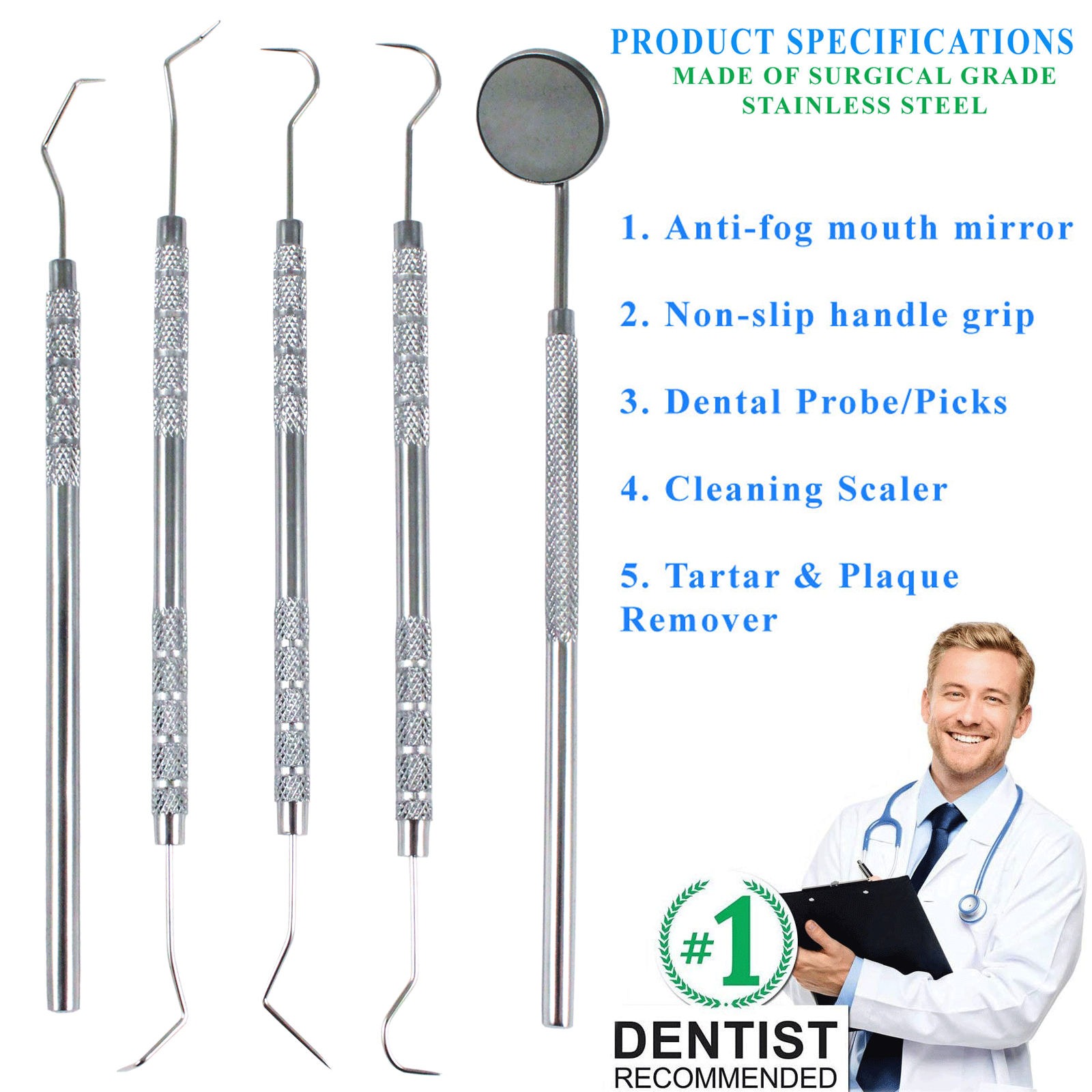 Dental Scaler Tartar Plaque Calculus Remover Teeth Scraper Dentist Tool ...