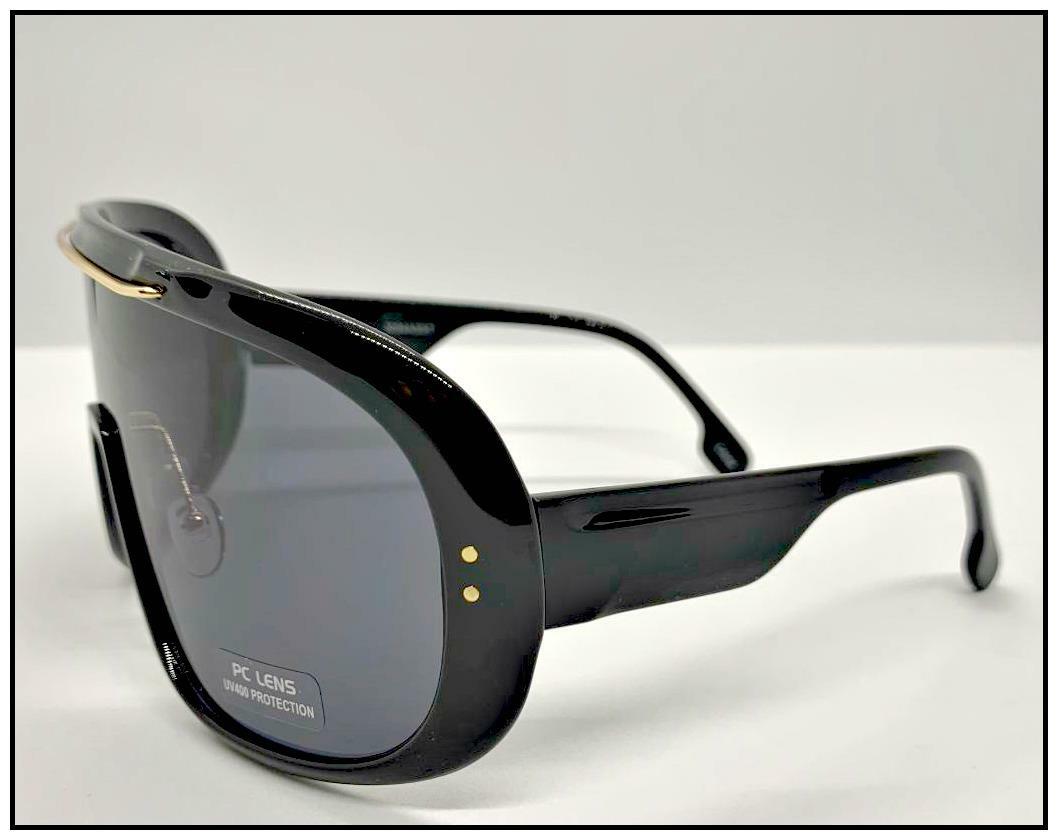 OVERSIZED EXAGGERATED RETRO SHIELD Style SUNGLASSES Large Huge Black ...