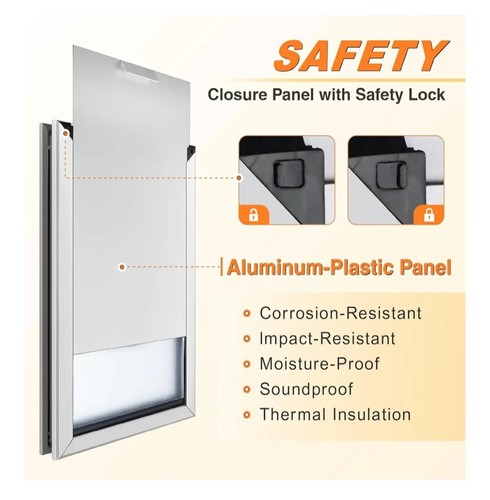 HANIML Large Dog Door for Walls Heavy Duty Aluminum 2 Flaps FREE Open ...