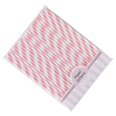 30pcs Striped Paper Straws Drinking Straws (Pink+White) Striped paper ...