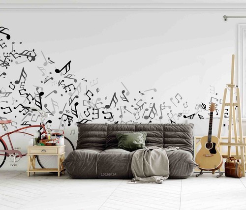 3D Hand Drawn Music Note Self-adhesive Removable Wallpaper Murals Wall ...