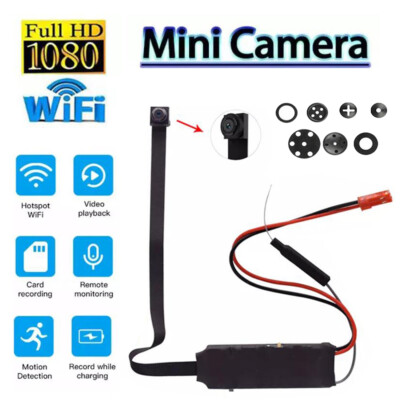 1080P HD Wireless WiFi IP Camera Mini Micro Pinhole DIY Nanny Cam DVR ...