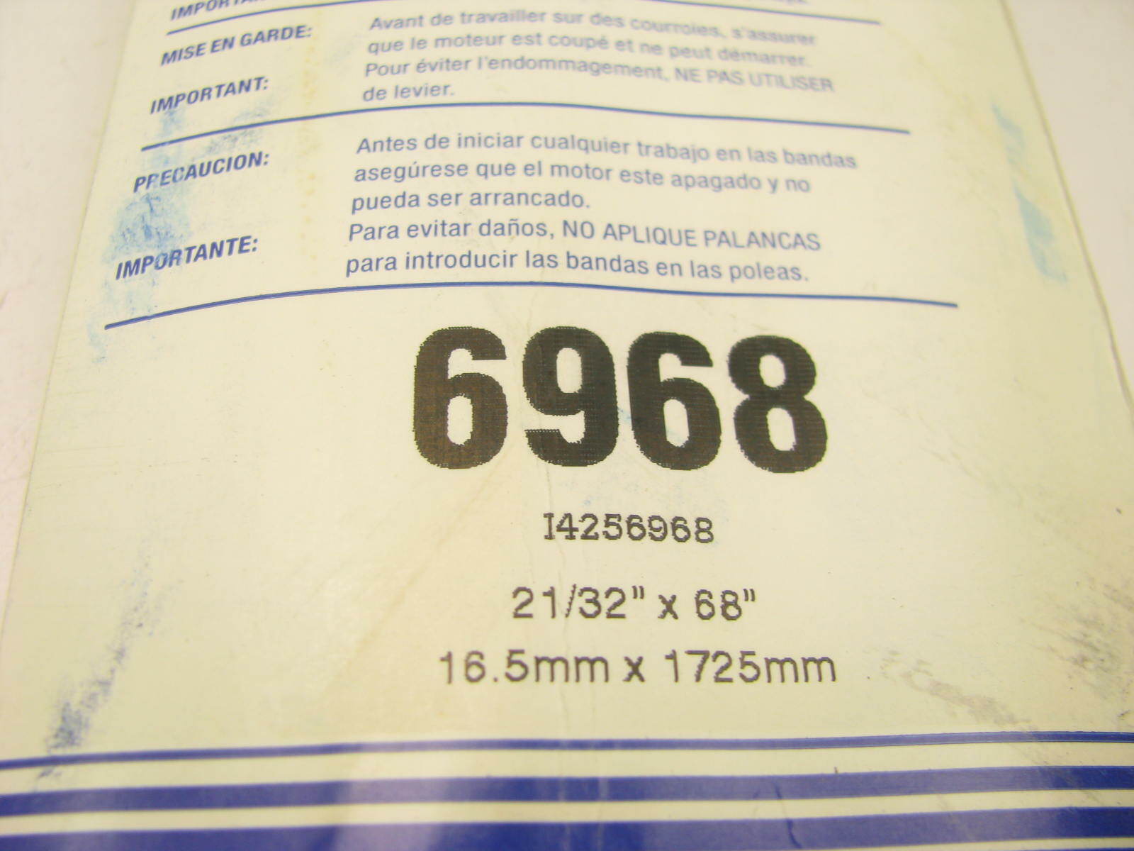 Gates 6968 Power Equipment Accessory Drive Belt - 21/32" X 68" | eBay