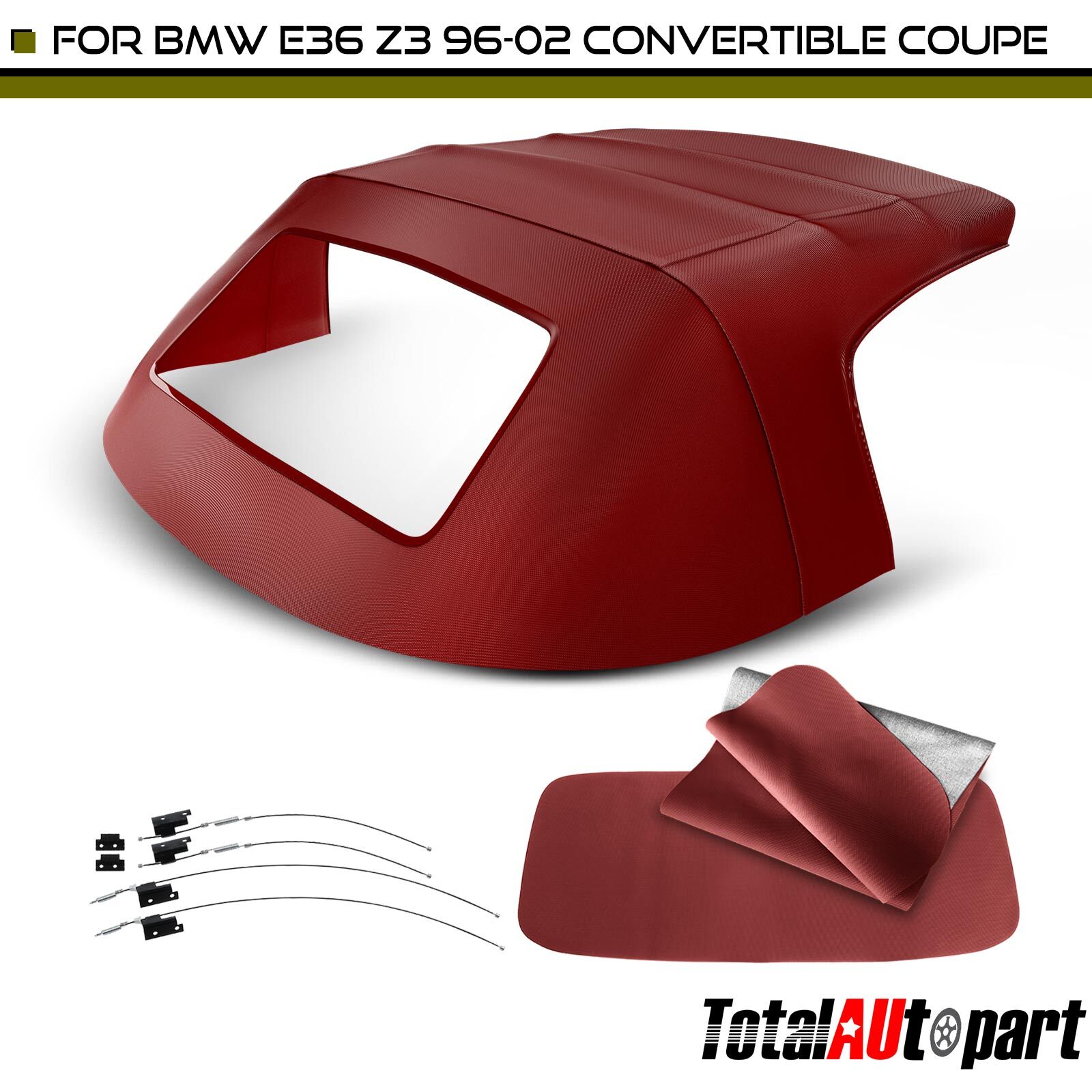New Convertible Soft Top for BMW Z3 E36 1996-2002 Burgundy with Plastic ...