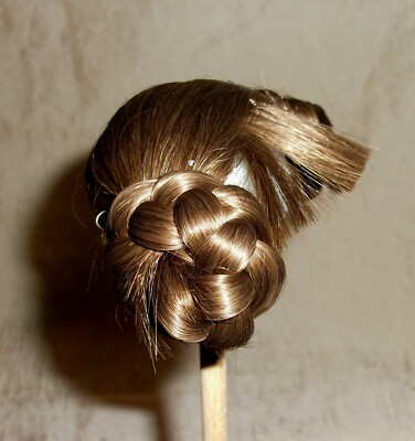 VINTAGE Brown DYNEL doll WIG size 7 coiled braids Dollspart UNUSED ...