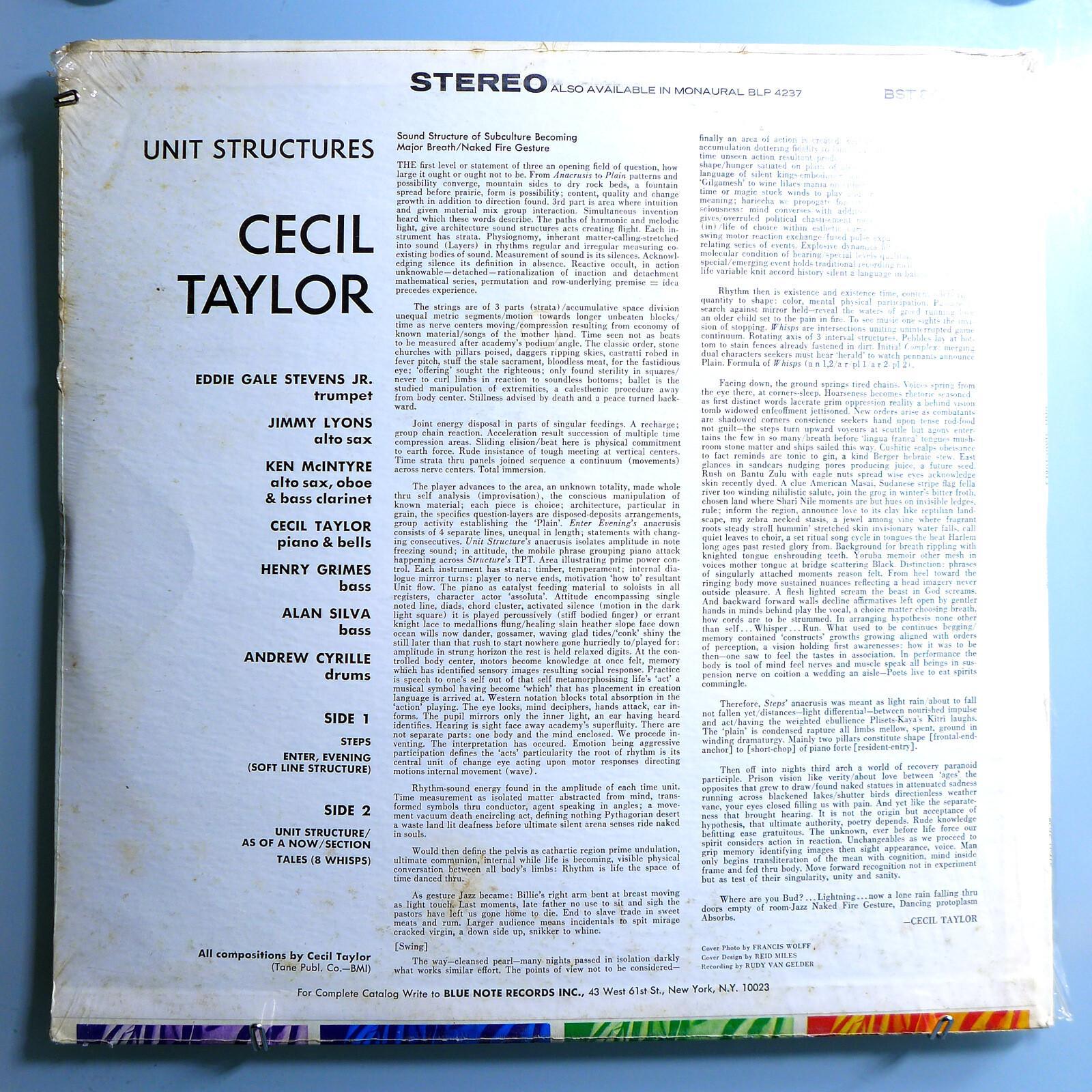 CECIL TAYLOR~UNIT STRUCTURES~RARE SEALED ORIG (?) 1966 BLUE NOTE STEREO LP~RVG | eBay
