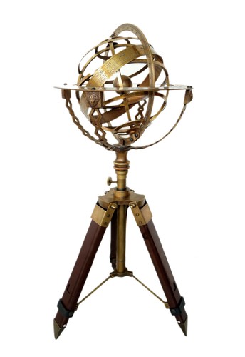 Thanksgiving brass armillary on tripod stand garden sculpture desk ...