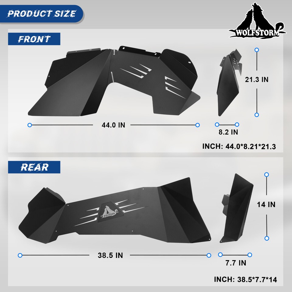 Fender Flares or Inner Fender Mud Guards Bolt-on for 2007-2018 Jeep ...