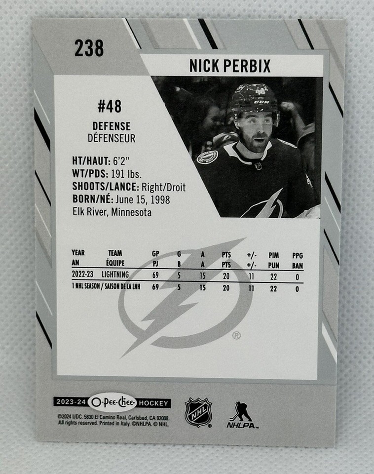 Nick Perbix 2023-24 O-Pee-Chee #238 Tampa Bay Lightning | eBay