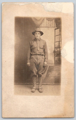 RPPC Postcard~ Studio Portrait Setting~ WW1 US Soldier~ Militaria | eBay