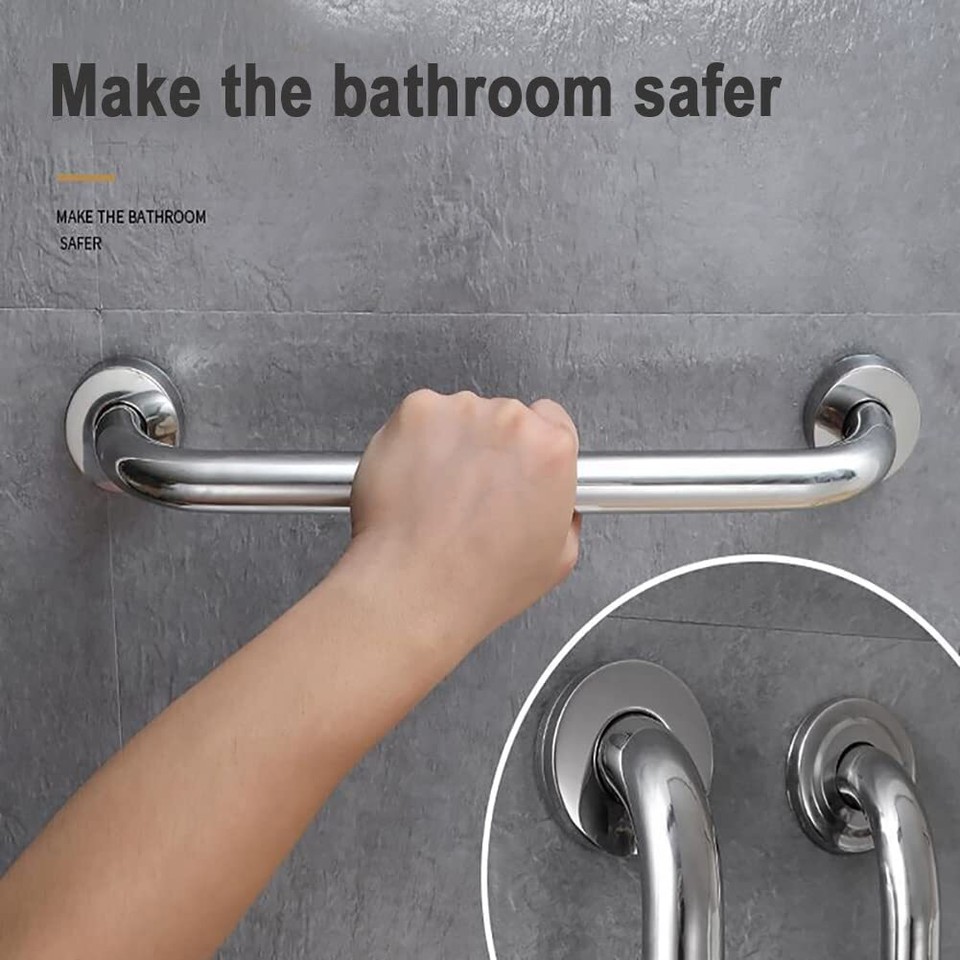 2 Tlg Wand Halte Griff 30 cm Edelstahl Dusche Badewannen Stange Bad WC ...