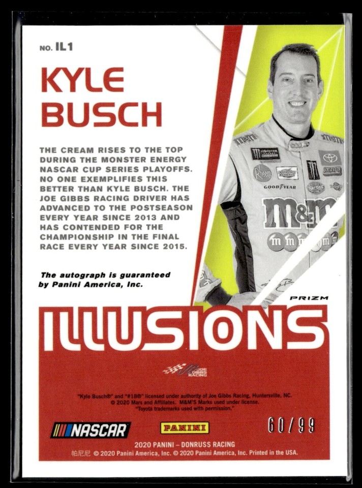 2020 Panini Donruss Racing Optic #IL1 Kyle Busch /99 autograph auto | eBay