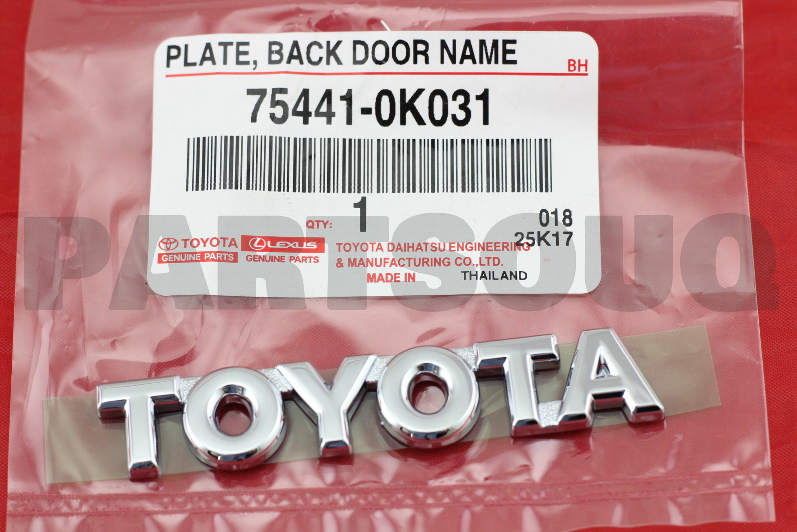 754410K031 Genuine Toyota PLATE, BACK DOOR NAME 75441-0K031 | eBay
