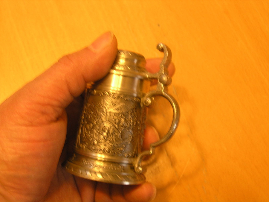 Vintage Miniature German SKS ZINN 95% Pewter Lidded Stein Shot Glass 3 ...