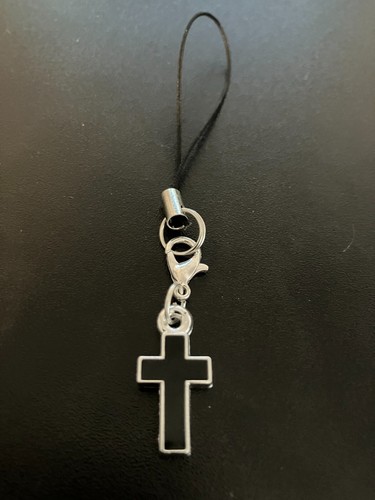 funky cross black colour phone charm strap lanyard handbag metal charm ...