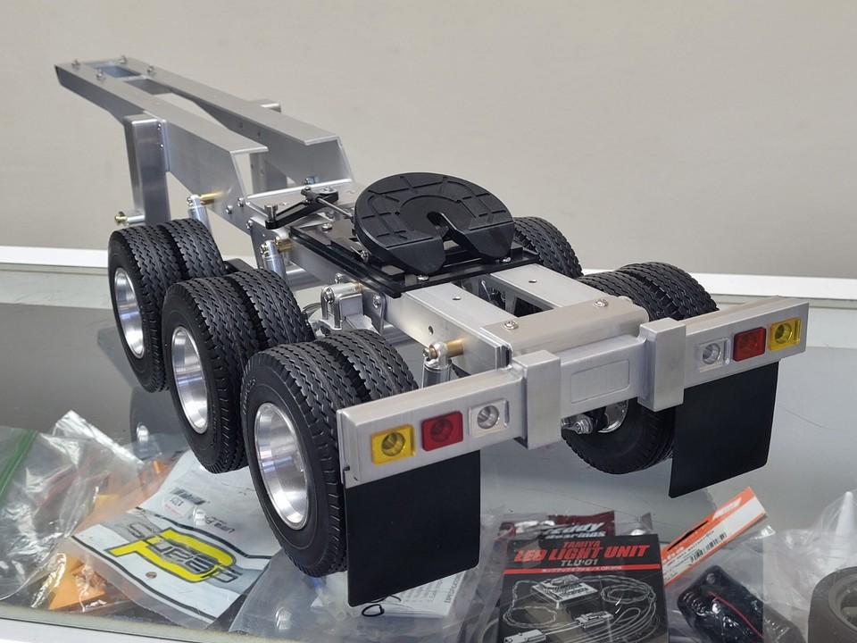 Aluminum Tamiya 1/14 RC Semi Truck 3 Axle Dolly Carrier Trailer wheel ...