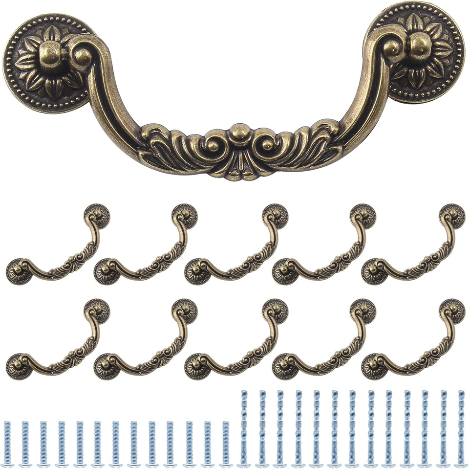 6PCS Antique Drop Bail Pulls, 5 Inch Hole Center Shabby Chic Drawer ...