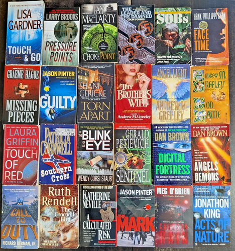 LARGE BULK PAPERBACK BOOK LOT OF 24 MYSTERY THRILLER CRIME SUSPENSE MIX ...