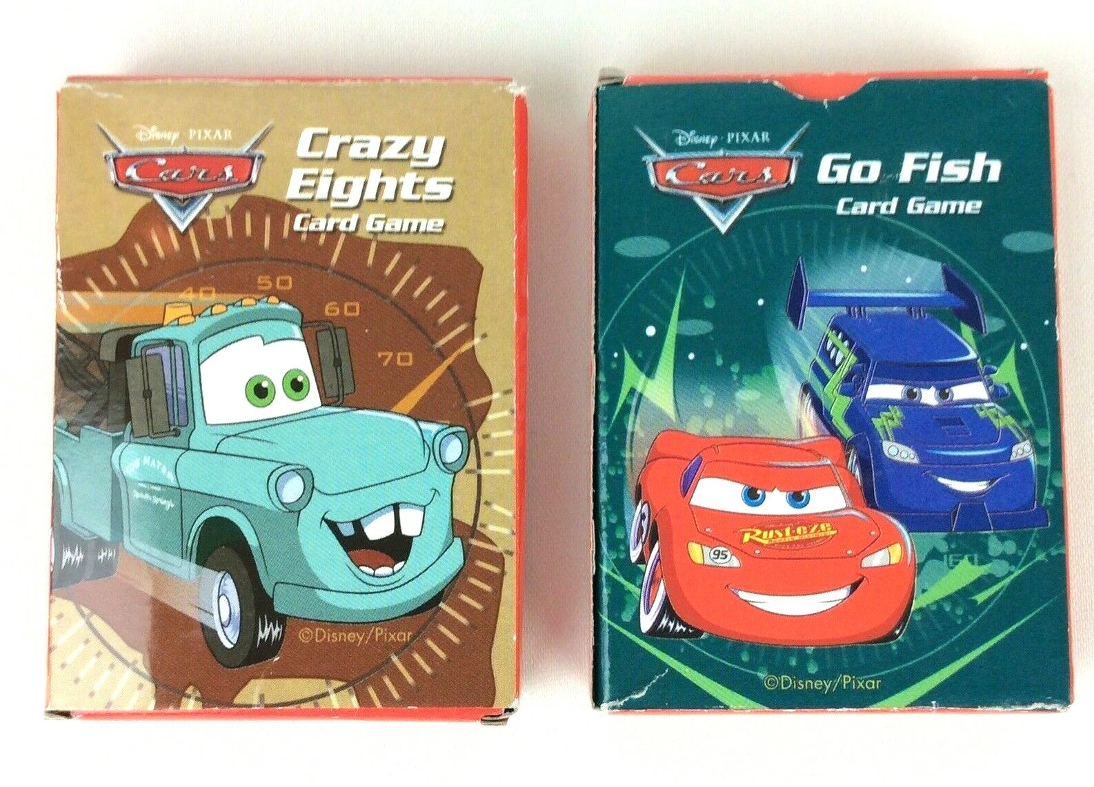 Disney Pixar Cars 2 Card Games Crazy Eights & Go Fish Red Tin Age 3 And ...