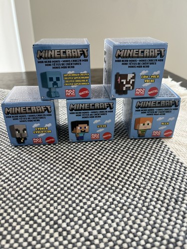 5 Minecraft Mojang Mob Head Minis Box Figures Lot Evoker Steve Alex ...