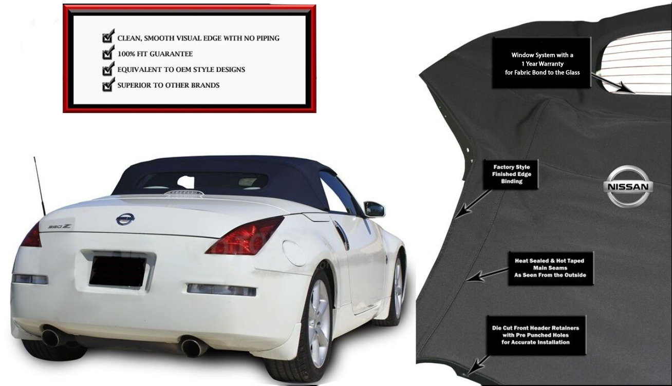 Fits: Nissan 350Z Convertible Top & Heated Glass Window 2003-2009 ...